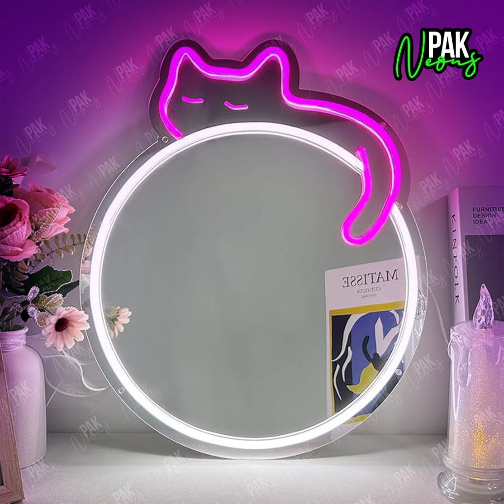 Cat Neon Mirror Sign – urglowmate.com