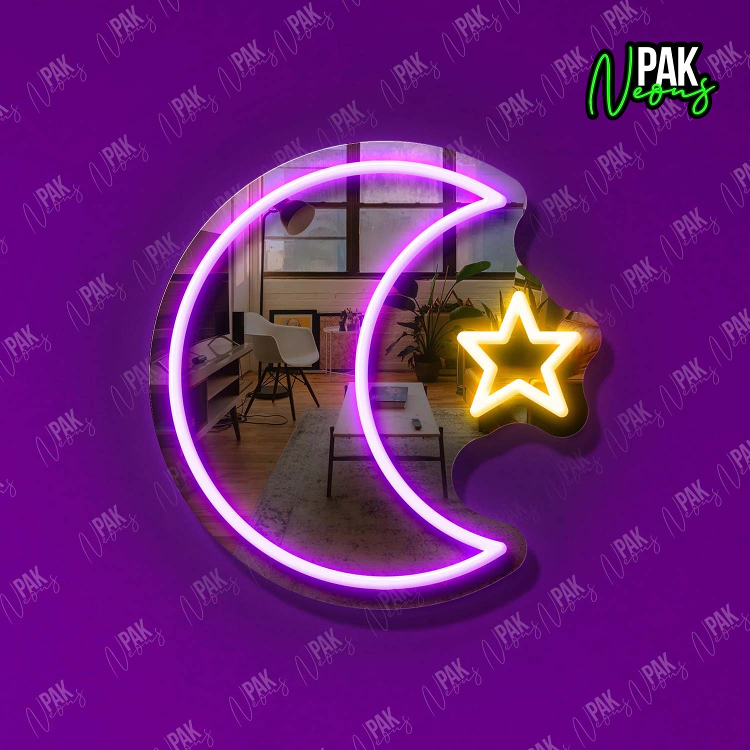 Moon and Star Neon Mirror Sign – urglowmate.com